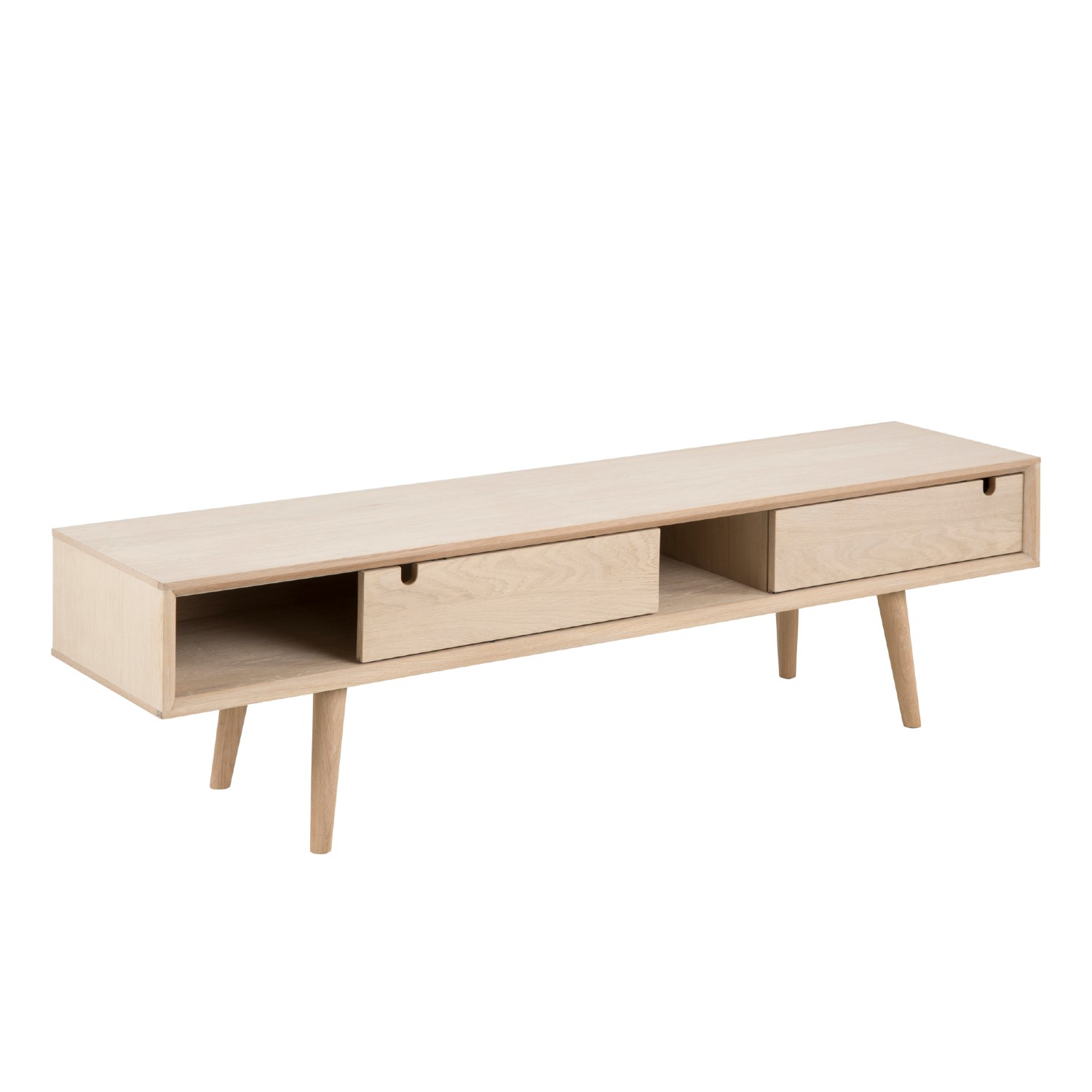 Comoda TV cu 2 usi culisante stejar natur Century - Calitate | WoodMood